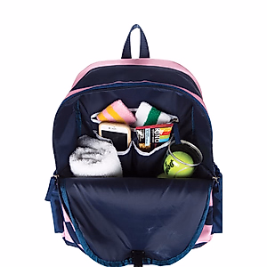 Ame & Lulu Game On Tennis Backpack - Contains Padded & Adjustable Straps - Two Exterior Water Bottle Pockets - Bubbly - 1 Count
