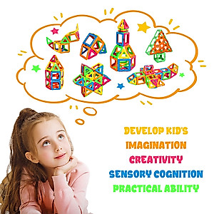 idoot Magnetic Tiles Building Blocks Toddler Toys Magnets for Kids,70PCS Magnetic Blocks STEM Building Toys for 3+ Year Old Boys Girls Educational Games Stacking Blocks Gifts