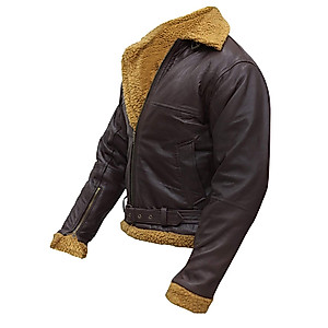 NM-Fashions Men's Aviator RAF B3 Ginger Shearling Flight Pilot Sheepskin Leather Bomber Jacket