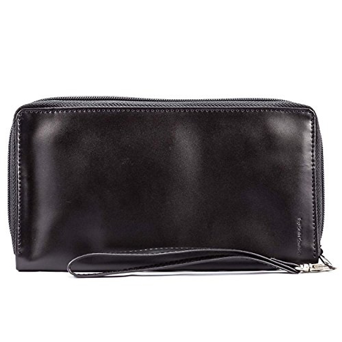 Big Skinny Women's Panther Leather Clutch Slim Wallet, Holds Up to 40 Cards, Black