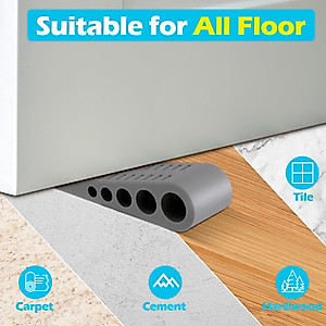 Soaoo 20 Pack Rubber Door Stoppers Bulk with Holder Door Stoppers for Bottom of Door Anti Slip Door Wedge Doorstop for All Floor Types (Gray)