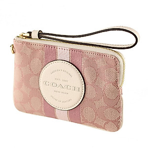 Coach Women's Boxed Dempsey Corner Zip Wristlet In Signature Jacquard With Coach Patch And Stripe