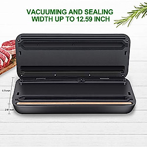 Neeyer Vacuum Sealer Machine with Built-in Cutter, Automatic Food Sealer, Dry Moist Food Modes, Easy to Clean, Led Indicator Lights Black