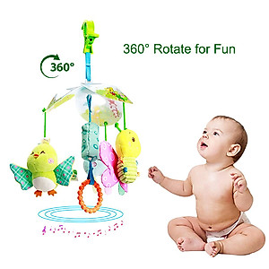 Cute Car Seat Hanging Toys for Baby, C Clip Hanging Ocean Animal Soft Toys with Rattles BB Squeaker Distorting Wind Chime for Boys Girls 0 3 6 12 Months