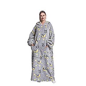 Oversized Blanket Hoodie - Wearable Blanket Adult Giant Hoodie Cozy Sweatshirt for Adults Women Men, Gift,Snuggle Fuzzy Sherpa Fleece Hoodie with Zipper and Giant Pocket