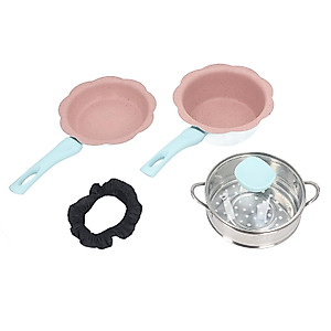 Nonstick Aluminum Alloy Sauce Pan Infant Baby Food Cooking Pot, Steaming Basket Visible Lid (Type 2)