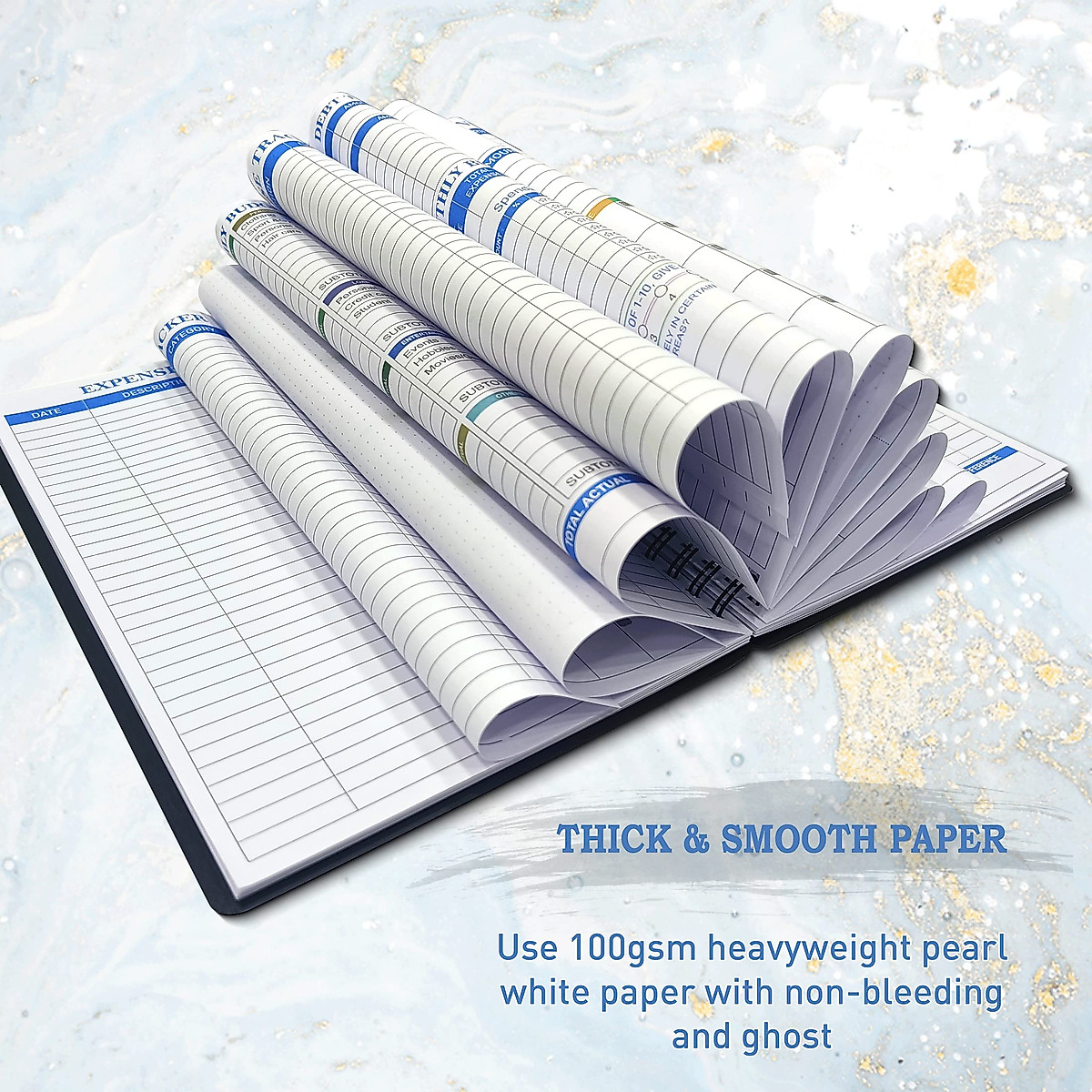 Budget Planner - Monthly Finance Organizer with Expense Tracker Notebook to Manage Your Money Effectively, Undated Finance Planner/Account Book, Start Anytime,A5(8.6x5.9 inchs),100gsm Paper (Golden)