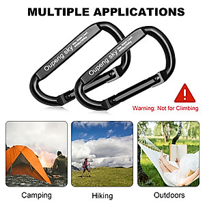 Carabiner Clip, 4 Pack, 855lbs，3" Heavy Duty Caribeaners for Hammocks, Camping Accessories, Hiking, Keychains，Outdoors and Gym etc, Small Carabiners for Dog Leash, Harness and Key Ring, Black