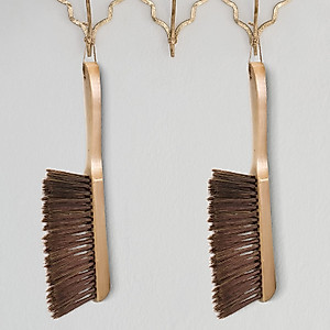 Patelai 2 Pieces Wooden Bench Brushes, Soft Bristles, Long Wood Handle, Brown