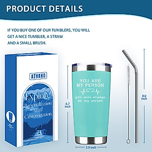 ATHAND Greys Anatomy Stainless Steel Tumbler with Straw Lid 20oz - You Are My Person Green Vacuum Insulated Tumbler Coffee Cup Double Wall Travel Mug Valentines Bday Gifts for Friends,1 Pcs
