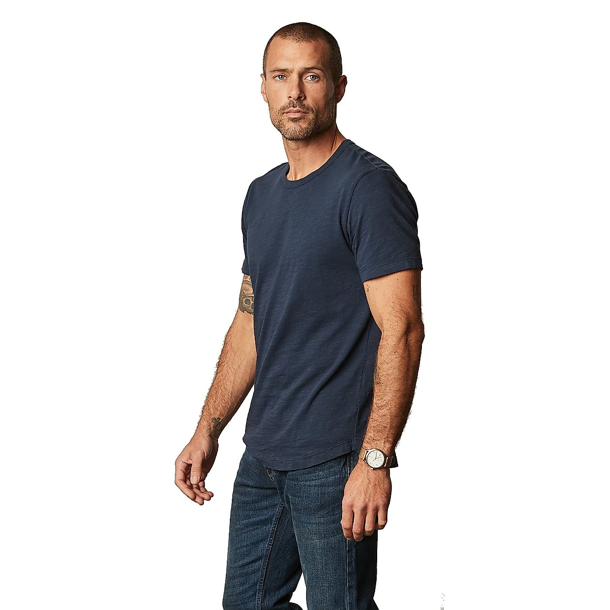 Velvet by Graham & Spencer mens Velvet Graham Spencer Men's Amaro Rounded Hem Crew Shirt, Midnight, X-Large US