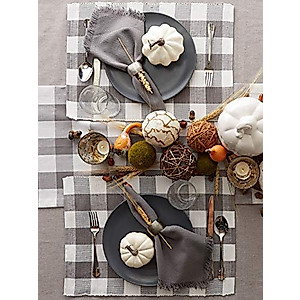 DII Buffalo Check Collection, Classic Farmhouse Tabletop Set, Placemat Set, 13x19, Gray & White, 6 Piece