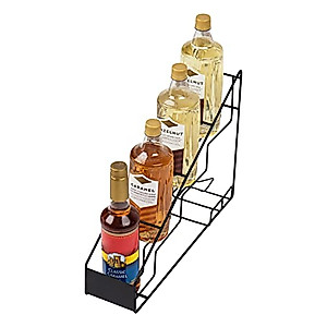 Mind Reader IRSYR4-BLK Clear Syrup Bottle Holder, Wire 4 Compartment Bottle Organizer, Storage for Syrup, Wine, Dressing - 4 Capacity, Black