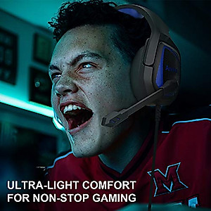 Anivia Gaming Headset Xbox One Headset with Noise Canceling Mic Over Ear Headphones Compatible with PC, PS4, Xbox One Controller MH602 Blue