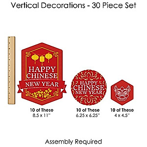 Big Dot of Happiness Chinese New Year - Lunar New Year DIY Dangler Backdrop - Hanging Vertical Decorations - 30 Pieces