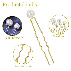 BESARME Pearl Hair Pins, 36 Pcs Wedding Pearl Hair Accessories Bridal Pearl Rhinestone Hair Clips for Brides Bridesmaid Women (Single Pearl Hair Pins)