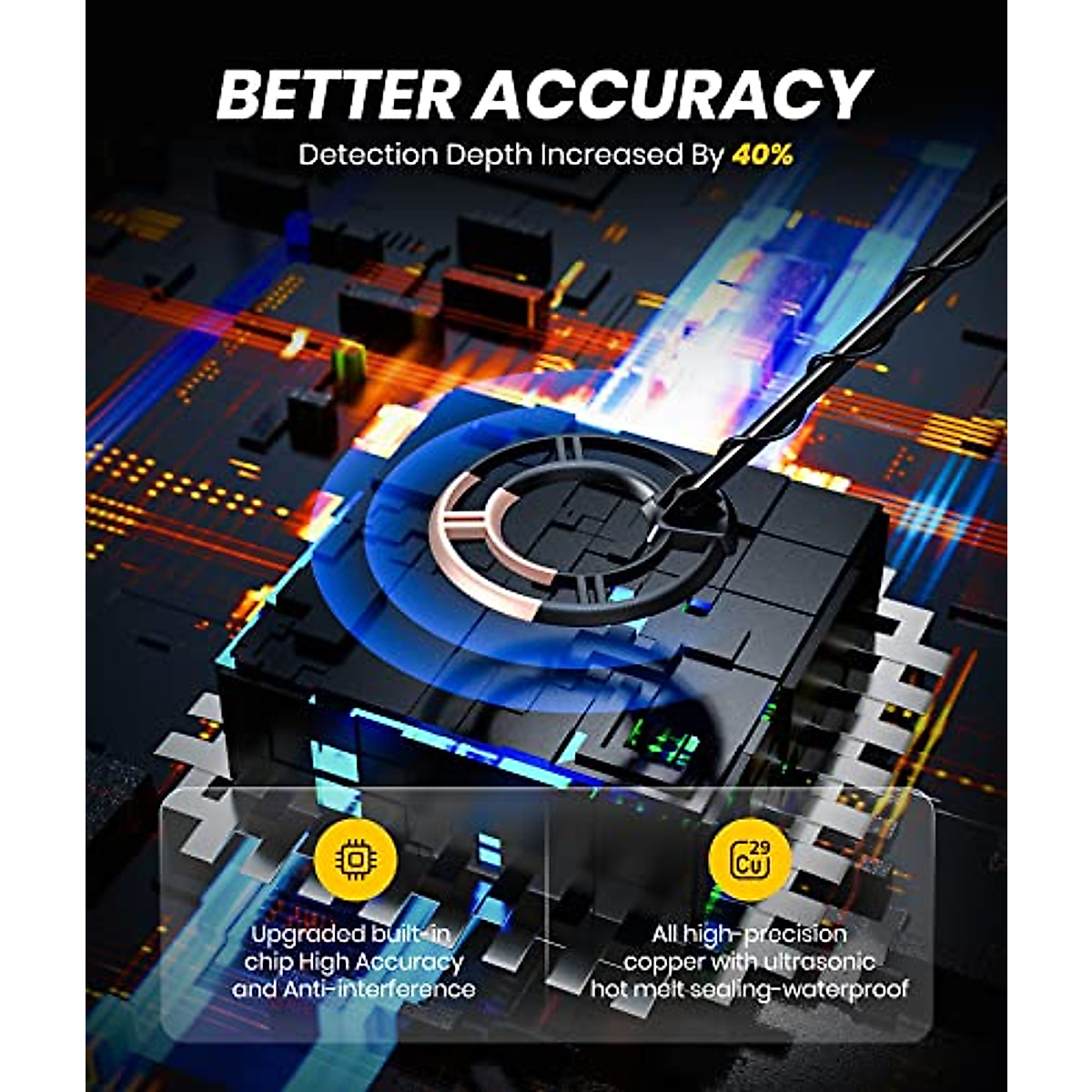 EENOUR Metal Detector for Adults Waterproof - Professional High Accuracy Metal Detectors with 5 Mode, 10" Coil, 10" Detection Depth, Larger LCD Display, Advanced DSP Chip for Treasure Hunting - GC1078