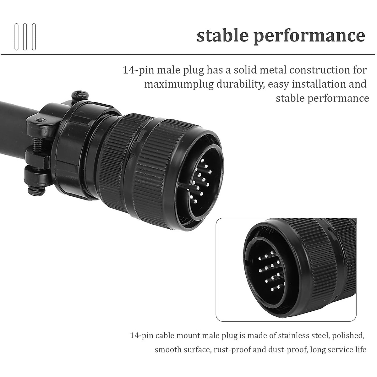 14 Male Plug,Stainless Steel Cable Mounted Male Plug Connector,TIG Welding Accessories, Remote Current Control And Remote Wire Feeder Functions,for Miller Welder