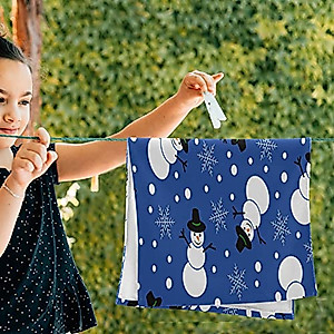 JSTEL Christmas Snowman Kitchen Towels Set of 2,Super Absorbent Dish Drying Towels Rectangle 28.3x14.4 inch Microfiber Kitchen Hand Towels Xmas Pattern,1