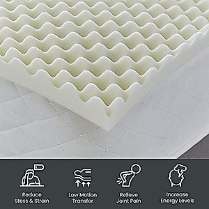 Nutan 1-Inch Foam Topper Convoluted Egg Shell Breathable,Adds Comfort to Mattress Queen, White