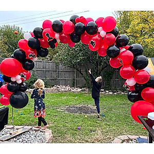 YAOWKY Red and Black Balloons Garland Arch Kit,115pcs Latex Black and Red Party Balloons Arch for Graduation, Baby Shower, Birthday, Wedding, BBQ Casino, Prom Party, New Years Eve Party Decorations