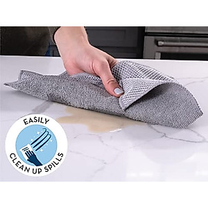 S&T INC. Microfiber Dish Cloths for Washing Dishes, Microfiber Cleaning Cloths for Kitchen Cleaning With Poly Scour Scrubbing Side, Grey, 12 Inch x 12 Inch, 10 Pack