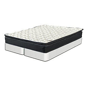 Continental Sleep 9-Inch Medium Firm Pillowtop Pocketed Coil Hybrid Mattress and 4" Low Profile Split Wood Box Spring Foundation Set, Full, White