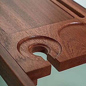 WZSON Non-Slip Bath Tray Solid Bamboo, Multifunctional Retractable Bathtub Stand, with Storage Compartment, Hook and Bezel, for Spa Home,Ebony