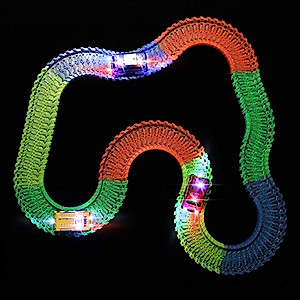 Track Cars Only, Flex Track Race Cars Replacement Glow in the Dark, Battery Operated Snap N Glow Ttrax Cars for Track Accessories with 5 Flashing LED Lights up, Compatible with Tracks for Kids (3pack)