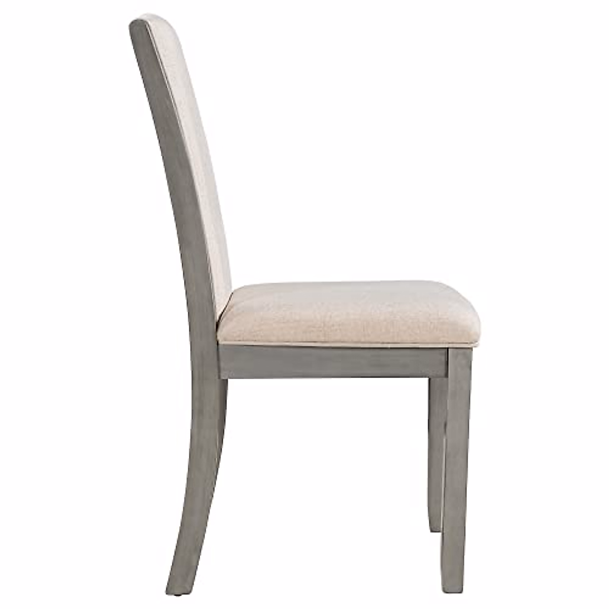 LUMISOL Upholstered Dining Chairs Set of 4, High Back Padded Dining Chairs with Solid Wood Legs, Modern Linen Fabric Kitchen Chairs (Gray + Beige)