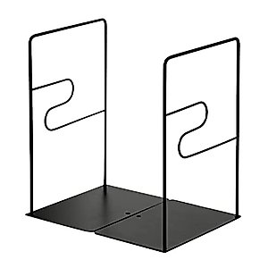 Book Ends Bookend Holder 1Pair Iron Bookends Portable Book Display Desktop Book Support Storage Rack Book Stand Holder Desk Organizer Book Stopper for Shelves Bookshelf (Color : Black, Size : Onecol