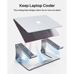 andobil Portable Laptop Stand, [Cooling & Neck Friendly] Solid Ergonomic Ajustable Laptop Desk Stand Compatible with 16 inch MacBook Pro, Air, All Lap Top 10-17.3 inch, Silver