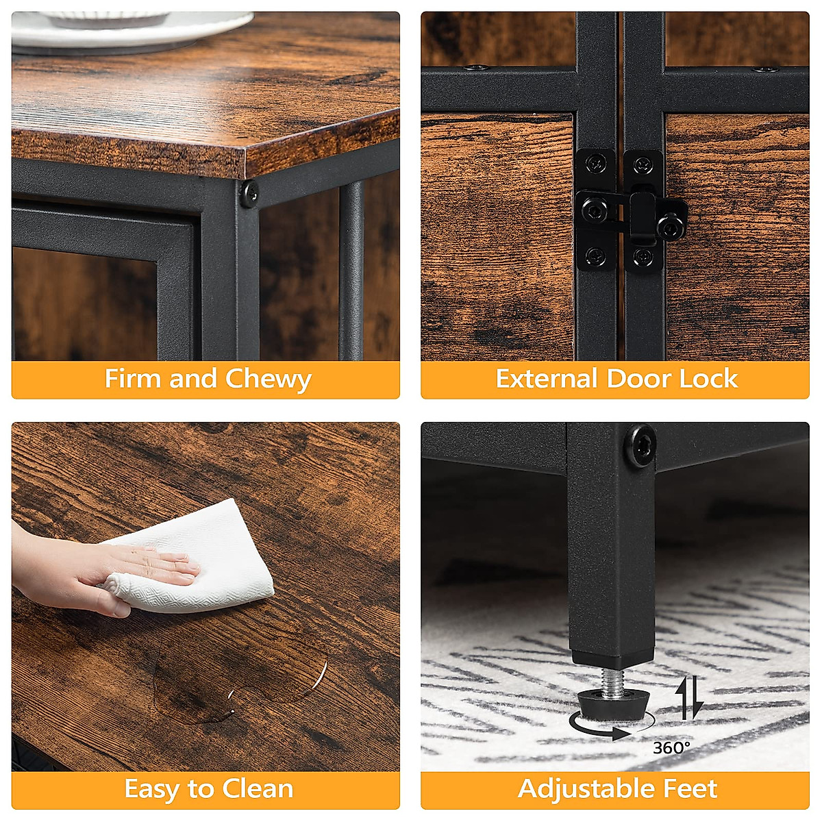 MAHANCRIS Dog Crate Furniture, 31.5 Inch Dog Kennel with Double-Door, Wooden Heavy Duty Dog Cage for Small Medium Dogs, Indoor Dog House End Table, Chew-Resistant, Rustic Brown DCHR0501Z