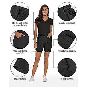 VAYAGER Women's Hiking Cargo Shorts Quick Dry Lightweight Stretch Shorts Golf Fishing Outdoor Casual Shorts Black X-Small