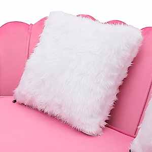 Magshion 52in Tufted Velvet Loveseat with 2 Pillows Living Room Chair Modern Scalloped Back Accent Velvet Upholestered Armchair with Golden Metal Legs, Back Cushion Padded Sofa, Pink