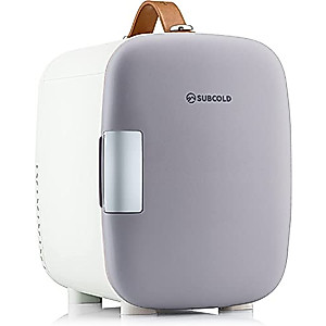 Subcold Pro4 Luxury Mini Fridge Cooler 4 Litre / 6 Cans AC & Exclusive USB ECO Power Option | Portable Small Refrigerator For The Office, Bedroom, Car, Travel, Skincare & Cosmetic (Gray)