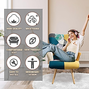 SAETSFEG Living Room Accent Chair with High Backrest, Bedroom Plaid Bohemian Upholstered Armchair for Mid Century, Modern Cozy Chairs for Small Spaces, Colorful 2 Pack