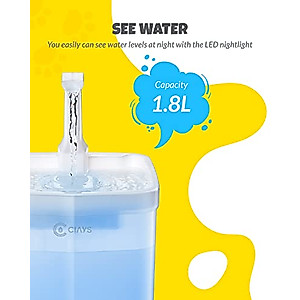 Ciays Pet Fountain, 65oz/1.8L Automatic Cat Water Fountain Dog Water Dispenser with 3 Replacement Filters for Cats, Dogs, Multiple Pets, White