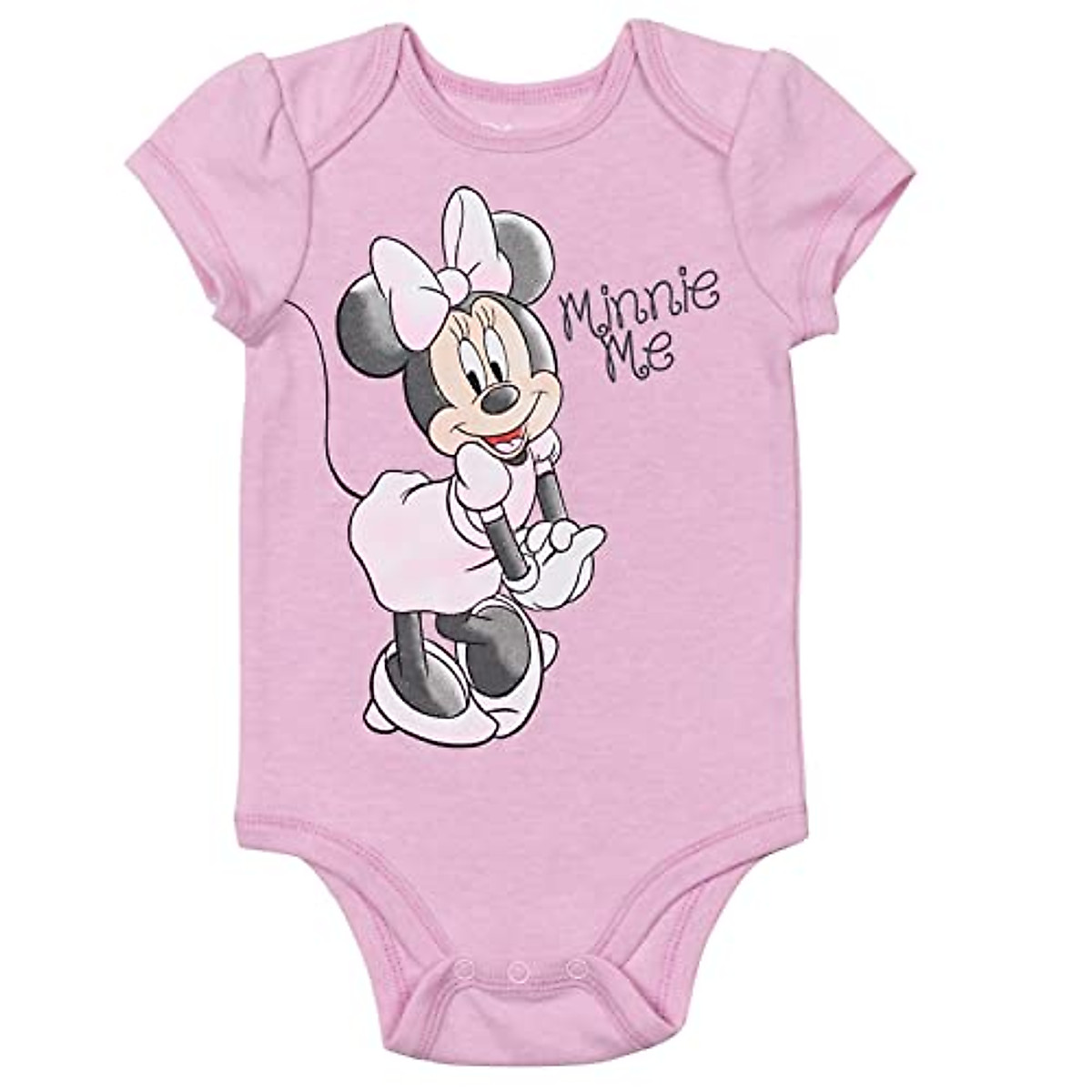 Disney Minnie Mouse Newborn Baby Girls Layette Set: Bodysuit Pant Hat Bib Grey/Pink 0-3 Months