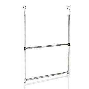 Oceanstar 2-Tier Portable Adjustable Rod Closet Hanger, 23 in, Chrome