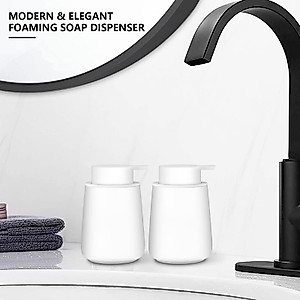 MIERTING Foaming Soap Dispenser, 2 Pack White Foam Hand Soap Dispenser for Bathroom & Kitchen, 12 Oz Modern Ceramic Hand and Dish Foaming Pump Bottle, Refillable Lotion Liquid Foam Pump Dispensers