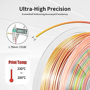 SUNLU Rainbow Silk PLA+ 3D Printer Filament PLA Rainbow 3D Printer Filament, 3D Printing PLA+ Filament 1.75mm, 1kg(2.2LBS) Spool, Rainbow