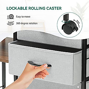 YITAHOME 3 Drawer File Cabinet, Mobile Printer Stand with Open Storage Shelf, Lateral Fabric File Cabinet for Home Office, Rolling File Cabinet Fits A4/Letter Size Light Gray