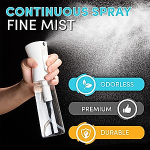 Hula Home Continuous Spray Bottle (10.1oz/300ml) Empty Ultra Fine Plastic Water Mist Sprayer – For Hairstyling, Cleaning, Salons, Plants, Essential Oil Scents & More - White