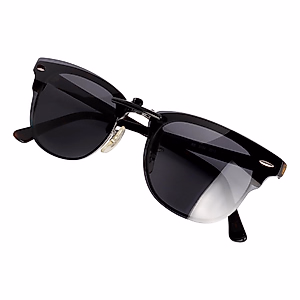 Polarized CLIP-ON Sunglasses for Ray-Ban Clubmaster RB5154 (RX5154) 51-21-145 (Black)