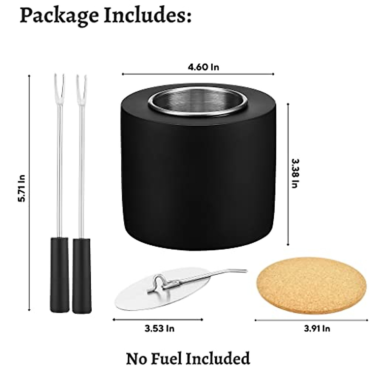 Tabletop fire Pit | Smores Maker Mini Indoor Fire Pit- Portable Table Top Fire Pit Bowl with Roasting Forks and Cork Pad -Tabletop Mini Indoor Fireplace -Small Fire Pit (Black)