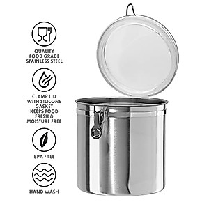 Oggi 150-ounce Stainless Steel Airtight Canister with Clear Arylic Lid and Locking Clamp
