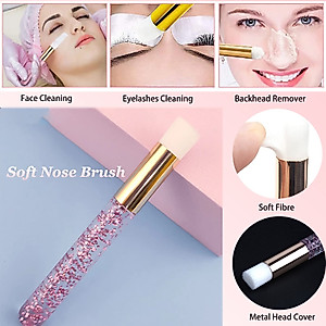 AREMOD Eyelash Extension Supplies with USB Air Conditioning Blower Lash Fan 50 Lash Shampoo Brush 1 Nose Blackhead Facial Cleaning Brush 1 Plastic Wash Bottle(Pink)