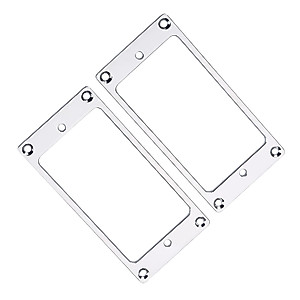 2 Pcs Metal Flat Humbucker Cover Guitar Pickup Frame Mounting Ring (Silver) Chrome Pickup Rings Humbucker Mounting Ring Chrome Guitar Pickup Rings