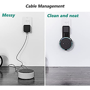 WALI Outlet Holder, Echo Dot 3rd Gen Wall Mount Stand, for Alexa Smart Home Speakers Voice Assistants Space Saving Accessories with Cable Management, (AMM002-B), 1 Pack, Black